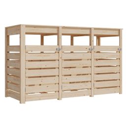 Karibu M&uuml;lltonnenbox f&uuml;r 3 Tonnen mit Pflanzdach (3 x 240l) - 238x88x143cm - naturfarben - Fichtenholz