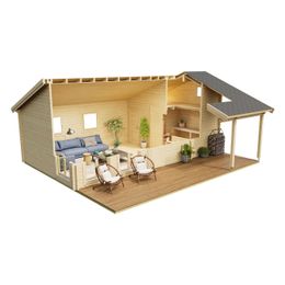 Weka Wochenendhaus &raquo;Hamburg&laquo; mit Sauna und Aufbau - 1x60x840cm - anthrazit -
