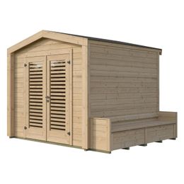 Weka Gartenhaus mit Sitzbank - 307x263x241cm - anthrazit - Fichtenholz / Glas