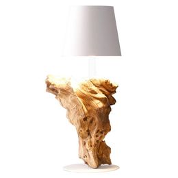Pharao24.de Tischlampe Holzlampe im mediterranen Stil in Wei&szlig;