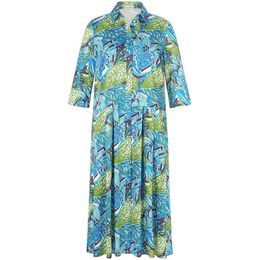 Emilia Lay - Kleid mit 3/4-Arm, blau, Gr. 46 / L - Baumwolle