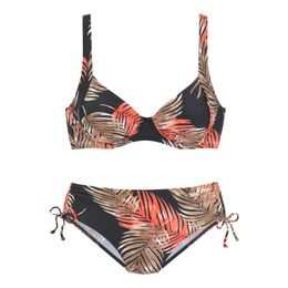 Lascana Damen B&uuml;gel-Bikini, schwarz-bedruckt, Gr&ouml;&szlig;e 42C