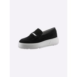 Heine Damen Slipper, Schwarz, Gr. 40, Mokassins & Slippers, Material: Rindsleder