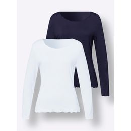 Heine Witt Damen Shirt-Set in Viskose-Qualit&auml;t, marine-ecru, Gr&ouml;&szlig;e 42