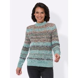 Strickpullover Casual Looks "Pullover", Damen, Gr. 48, braun (jade, braun, meliert), 58% Baumwolle, 42% Polyacryl, gemustert, gestreift, mehrfarbig, Pullover Strickpullover