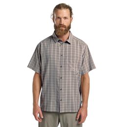 Funktionshemd Jack Wolfskin "MESETA SHIRT M", Herren, Gr. S (48), N-Gr, phantom chec, Single Jersey, Obermaterial: 100% Polyester, Hemden Funktionshemd