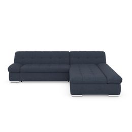 Ecksofa DOMO collection "Mona L-Form", blau (blaugrau), B:297cm H:80cm T:173cm, Struktur fein 100% Polyester;Chenilleoptik 100% Polyester;SOFTLUX/Struktur fein 100% Polyester, Sofas, Ecksofa, wahlweise mit Bettfunktion