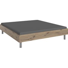 Bett wimex "Easy, gro&szlig;e Auswahl an Gr&ouml;&szlig;en und Farben, auch in Komforth&ouml;he", braun (viking oak, alufarben), H:38cm L:210cm, Betten, Bett, ohne Kopfteil, ideal unter Dachschr&auml;gen oder Fenster