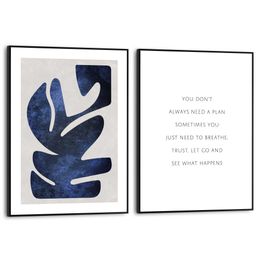 Poster Reinders "Abstract Blue", blau (farbe bild(er): blau), B:30cm H:40cm T:1,6cm, Bilder, Poster, Home Office - Organische Formen - Mindset - Blau - MDF - Abstrakt