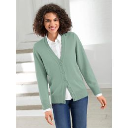 Strickjacke Casual Looks, Damen, Gr. 48, gr&uuml;n (kalkmint), 50% Baumwolle, 50% Polyacryl, unifarben, figurumspielend, Strickjacken Strickjacke