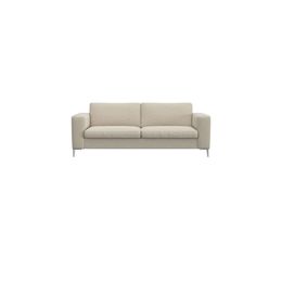 2,5-Sitzer FLEXLUX "Fiore, super Sitzkomfort durch Kaltschaum im Sitz", wei&szlig; (sanftes wei&szlig;), B:196cm H:85cm T:92cm, 100% Polyester, Sofas, 2 5-Sitzer, breite Armlehnen, F&uuml;&szlig;e Alu