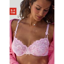 B&uuml;gel-BH Lascana "Wanda", Damen, Gr. 80, Cup B, rosa (pink, rose), Spitze, Obermaterial: 82% Polyamid, 12% Polyester, 6% Elasthan, BHs B&uuml;gel-BH, mit Zierschn&uuml;rung und Stickerei Spitze, Dessous
