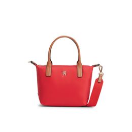 Tragetasche Tommy Hilfiger "POPETTE MINI TOTE", Damen, Gr. B/H/T: 30cm x 20cm x 14cm, rot, Textil, Taschen Tragetasche, Damen Umh&auml;ngetasche, Minibag mit abnehmbarem Umh&auml;ngeriemen