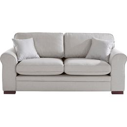 2-Sitzer Home Affaire "Broughton", blau (eis), B:203cm H:92cm T:94cm, 100% Polyester, Sofas, 2-Sitzer, weicher Sitzkomfort, incl. 2 Zierkissen, Keder