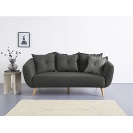 2,5-Sitzer Home Affaire "Baggio modern und romantisches Design, bequem", grau (anthrazit), B:196cm H:80cm T:103cm, Sofas, 2 5-Sitzer, Zierkissen inklusive