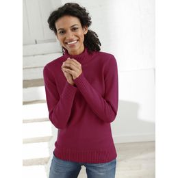 Rollkragenpullover Casual Looks "Pullover", Damen, Gr. 36, pink (fuchsia), 50% Baumwolle, 50% Polyacryl, meliert, unifarben, figurumspielend, Pullover Rollkragenpullover
