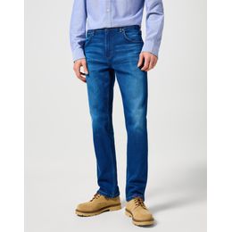 Straight-Jeans Wrangler "GREENSBORO FREE TO STRETCH", Herren, Gr. 33, L&auml;nge 34, blau (blau jam), Denim/Jeans, Obermaterial: 94% Baumwolle, 5% Elastomultiester, 1% Elasthan, straight fit lang, Jeans Straight-Jeans, Free to stretch material