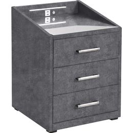 Nachtkonsole ED EXCITING DESIGN "Moon", grau (anthrazit, salvador 15 anthrazit), B:47cm H:61cm T:46cm, Sideboards, Nachtkonsole, mit LED-Beleuchtung und USB-Anschluss & USB-C-Anschluss