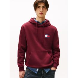 Sweatshirt Tommy Jeans "TJM REG ESSENTIAL FLAG HOOD EXT", Herren, Gr. M, rot (rot wine), Sweatware, Obermaterial: 80% Baumwolle, 20% Polyester, regular fit, breiter Bund, Sweatshirts Sweatshirt, mit bedruckten Markenlogo auf Brusth&ouml;he