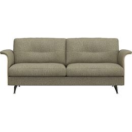 2,5-Sitzer FLEXLUX "Glow Sofa, Couch", gr&uuml;n (fall gr&uuml;n), B:191cm H:81cm T:91cm, 62% Polyester/17%Baumwolle/14%Viscose/7%Leinen, Sofas, 2 5-Sitzer, Premium-Sitz: Kaltschaum & Federkern, Arml. Walnuss, Fu&szlig; Alu