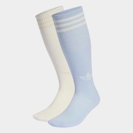Sportsocken adidas originals "3-STREIFEN KNIESTR&Uuml;MPFE, 2 PAAR", Herren, Gr. L (43/45), sanftes wei&szlig;, crystal sky, Obermaterial: 56% Baumwolle, 40% Polyester, 3% Elasthan, 1% Polyamid, Socken Sportsocken, f&uuml;r sportive Aktivit&auml;ten und Laufen, vom Fu&szlig;ball inspirierte Details