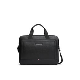 Laptoptasche Tommy Hilfiger "TH CENTRAL COMPUTER BAG", Gr. B/H/T: 39cm x 28cm x 5,5cm, schwarz, Lederimitat, Taschen Laptoptasche, Unisex Gesch&auml;ftstasche, Notebooktasche mit zus&auml;tzlichem Tragegriff