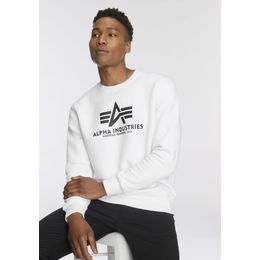 Sweatshirt Alpha Industries "Basic Sweater", Herren, Gr. XXL, wei&szlig;, angeraute Sweatware, Obermaterial: 80% Baumwolle, 20% Polyester, bedruckt, normal normal, Rundhals, Rippb&uuml;ndchen, Sweatshirts Sweatshirt, Baumwollmischung, regular fit