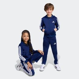 Trainingsanzug adidas Sportswear "ESSENTIALS KIDS", Damen, Gr. 110, blau (dunkelblau, wei&szlig;), Obermaterial: 100% Polyester, Sportanz&uuml;ge Trainingsanzug, mit 3-Streifen, aus weichem Trikotstoff, mit CLIMACOOL Technologie