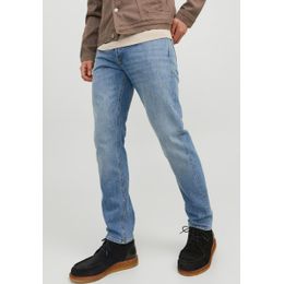 Jack & Jones Tapered-fit-Jeans JACK & JONES "JJIMIKE JJORIGINAL CJ SN", Damen, Gr. 30, L&auml;nge 34, blau (blau denim), Denim/Jeans, Obermaterial: 99% Baumwolle, 1% Elasthan, Abriebeffekte, bequem, Jeans Tapered-fit-Jeans, mit Five-Pocket-Design