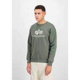 Sweatshirt Alpha Industries "Basic Sweater", Herren, Gr. S, gr&uuml;n (vintage gr&uuml;n), angeraute Sweatware, Obermaterial: 100% Baumwolle, bedruckt, normal normal, Rundhals, Rippb&uuml;ndchen, Sweatshirts Sweatshirt, Baumwollmischung, regular fit