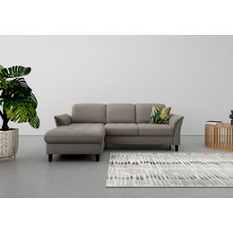 Sit & More Ecksofa SIT & MORE "Maggiore L-Form", braun (schlamm), B:258cm T:173cm, 95% Polyester, 5% Polyamid, Sofas, Ecksofa, wahlweise mit Kopfteilverstellung, Bettfunktion und Bettkasten