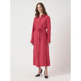 Hemdblusenkleid Y.A.S "YASKAYA LS LONG SHIRT DRESS S. NOOS", Damen, Gr. 34, N-Gr, rosa (rethink pink stripes:tibetan rot), Web, Obermaterial: 85% Viskose, 15% Nylon, gestreift, regular fit kn&ouml;chellang, Kleider Hemdblusenkleid, Sommerkleid