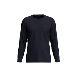 Langarmshirt Fynch-Hatton, Herren, Gr. M, blau (navy), Obermaterial: 80% Baumwolle, 20% Viskose, Strukturmuster, regular fit taillenbedeckt, Rundhals, B&uuml;ndchen, Shirts Langarmshirt, mit Waffelstruktur