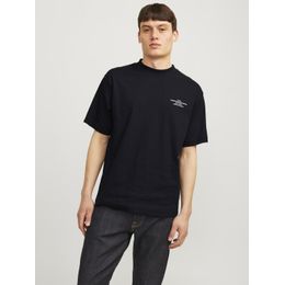 Jack & Jones Rundhalsshirt JACK & JONES "JPRBLACHAD BRANDING SS CREW NECK TEE SN", Herren, Gr. S, schwarz, Jersey, Obermaterial: 95% Baumwolle, 5% Elasthan, unifarben, relaxed fit normal, Rundhals, Shirts Rundhalsshirt