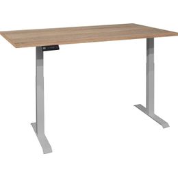 M&auml;usbacher Schreibtisch M&Auml;USBACHER "Big System Office", silber (silber, eiche s&auml;gerau, silber, eiche s&auml;gerau), B:180cm, Tische, Schreibtisch, Breite 180 cm, elektrisch h&ouml;henverstellbar