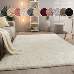 Hochflor-Teppich Paco Home "Silky 591", gelb (vanille), B:160cm H:37mm L:220cm, Polyester, Teppiche, Hochflor-Teppich, Uni-Farben, besonders weich und kuschelig