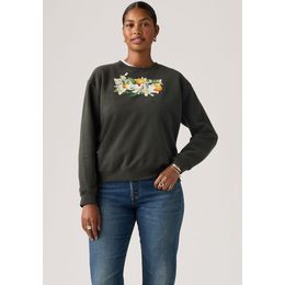 Levi's Sweatshirt LEVI'S "GR EVERYDAY CREW", Damen, Gr. M (38), crew orange farm bw pirate schwarz, Sweatware, Obermaterial: 58% Baumwolle, 42% Polyester, regular fit taillenbedeckt, Rundhals, B&uuml;ndchen, Sweatshirts Sweatshirt, mit Logoprint