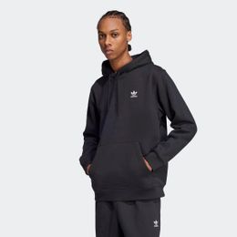 Kapuzensweatshirt adidas originals "TREFOIL ESSENTIALS HOODIE, LOCKER GESCHNITTEN", Herren, Gr. S, schwarz, Obermaterial: 70% Baumwolle, 30% Polyester, angesetztes B&uuml;ndchen, Sweatshirts Kapuzensweatshirt