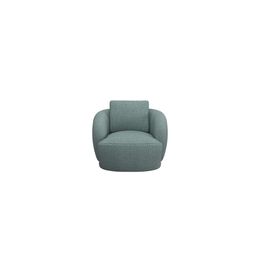 Sessel FLEXLUX "Torino, rund, drehbar, Einzelsofa, Polstersessel", blau (sky blau), B:90cm H:85cm T:92cm, 62% Polyester, 17% Cotton, 14% Viscose, 7% Linen, Sessel, Sessel, Modernes, organisches Sessel-Design, Kaltschaum, Wellenunterfederung