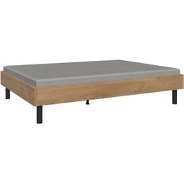 Bett wimex "Easy, gro&szlig;e Auswahl an Gr&ouml;&szlig;en und Farben, auch in Komforth&ouml;he", braun (plankeneichefarben, schwarz), H:46cm L:210cm, Betten, Bett, ohne Kopfteil, ideal unter Dachschr&auml;gen oder Fenster