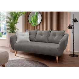 2,5-Sitzer Home Affaire "Baggio modern und romantisches Design, bequem", grau (anthrazit), B:196cm H:80cm T:103cm, 100% Polyester, Sofas, 2 5-Sitzer, Zierkissen inklusive
