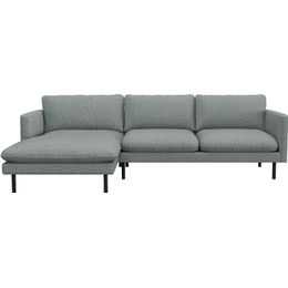 Ecksofa FLEXLUX "Bolzano, elegant und bequem, L-Form", blau (sky blau), B:261cm H:61cm T:165cm, 62% Polyester, 17% Cotton, 14% Viscose, 7% Linen, Sofas, Ecksofa, Sitzaufbau mit Kaltschaum & Stahl-Wellen, loose Sitz -& R&uuml;ckenkissen