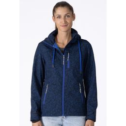 Softshelljacke DEPROC Active "SUN PEAK II WOMEN", Damen, Gr. 36/38 (M), blau (navy), 96% Polyester; 4% Elasthan, tailliert, gerader Abschluss mit Windstopper,mit verstellbarem Klettverschluss, Jacken Softshelljacke, mit abnehmbarer Kapuze