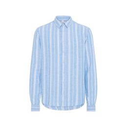 Leinenhemd Blend "Leinenhemd BHBobby Linen striped", Herren, Gr. L, N-Gr, blau (airy blau), Obermaterial: 55% Leinen LI. 45% Viskose CV., Hemden Leinenhemd