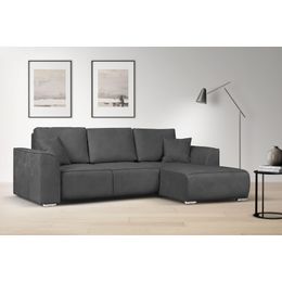 Ecksofa OTTO HOME "BEATRICE optionale Schlafsofa mit Bettkasten, B/T/H: 265/170/86 cm", grau (dunkelgrau), B:265cm H:86cm T:170cm, 100% Polyester, Sofas, Ecksofa, L-Form, wahlweise auch mit Bettfunktion und Bettkasten