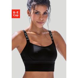 active by Lascana Sport-BH LASCANA ACTIVE, Damen, Gr. 70, Cup C, schwarz, Microtouch, Obermaterial: 76% Polyamid, 24% Elasthan, BHs Sport-BH, ohne B&uuml;gel in Longform mit schimmerndem Unterbrustband