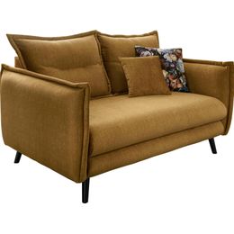 2-Sitzer Home Affaire "Lazio", gelb, B:162cm H:94cm T:110cm, Sofas, 2-Sitzer, inklusive 1 Stk. Wende- und 1 Stk. Zierkissen