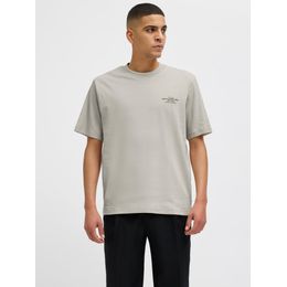 Jack & Jones Rundhalsshirt JACK & JONES "JPRBLACHAD BRANDING SS CREW NECK TEE SN", Herren, Gr. S, beige (silber lining), Jersey, Obermaterial: 95% Baumwolle, 5% Elasthan, unifarben, relaxed fit normal, Rundhals, Shirts Rundhalsshirt