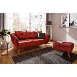 2,5-Sitzer Home Affaire "Baggio modern und romantisches Design, bequem", orange (koralle), B:196cm H:80cm T:103cm, Sofas, 2 5-Sitzer, Zierkissen inklusive