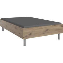 Bett wimex "Easy, gro&szlig;e Auswahl an Gr&ouml;&szlig;en und Farben, auch in Komforth&ouml;he", braun (viking oak, alufarben), H:46cm L:210cm, Betten, Bett, ohne Kopfteil, ideal unter Dachschr&auml;gen oder Fenster
